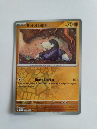 Carte Pokémon - Rototaupe Reverse 111/197 - Flammes obsidiennes EV03 | eBay