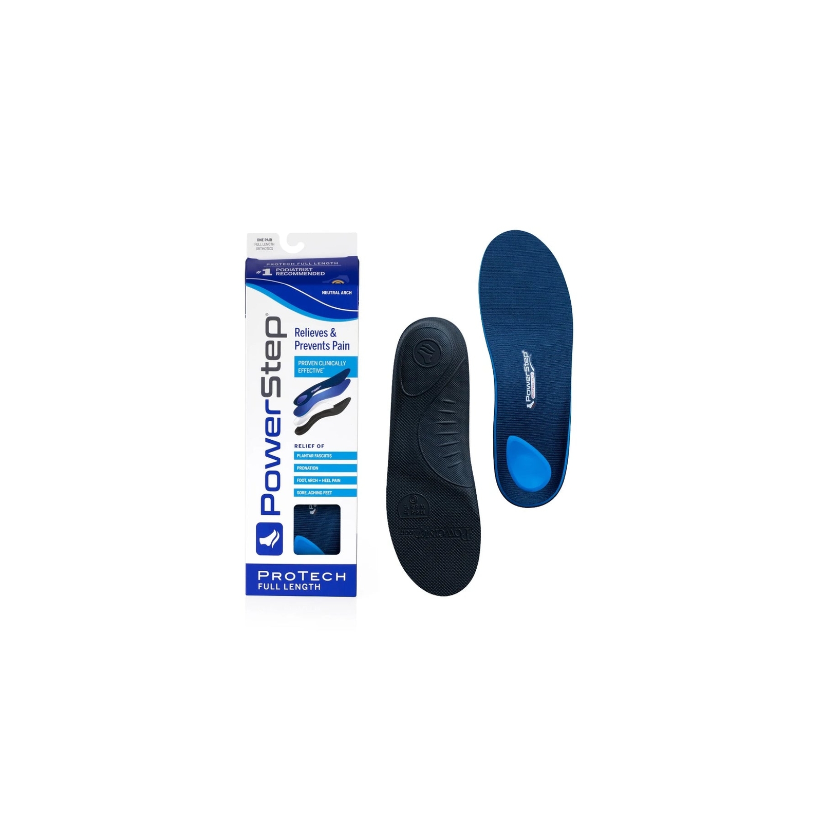 Powerstep SIZE C Protech Full Length Orthotics W: 8–8 ½, M: 6–6 ½ (Pack ...