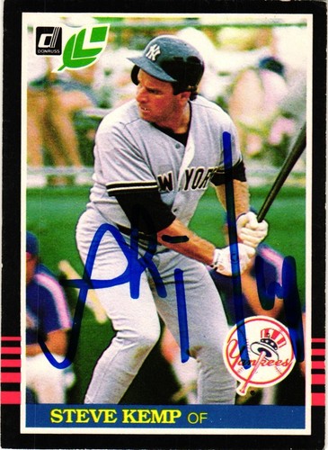Steve Kemp Signed 1985 Donruss LEAF MLB Baseball Card #100 Yankees AUTO ...