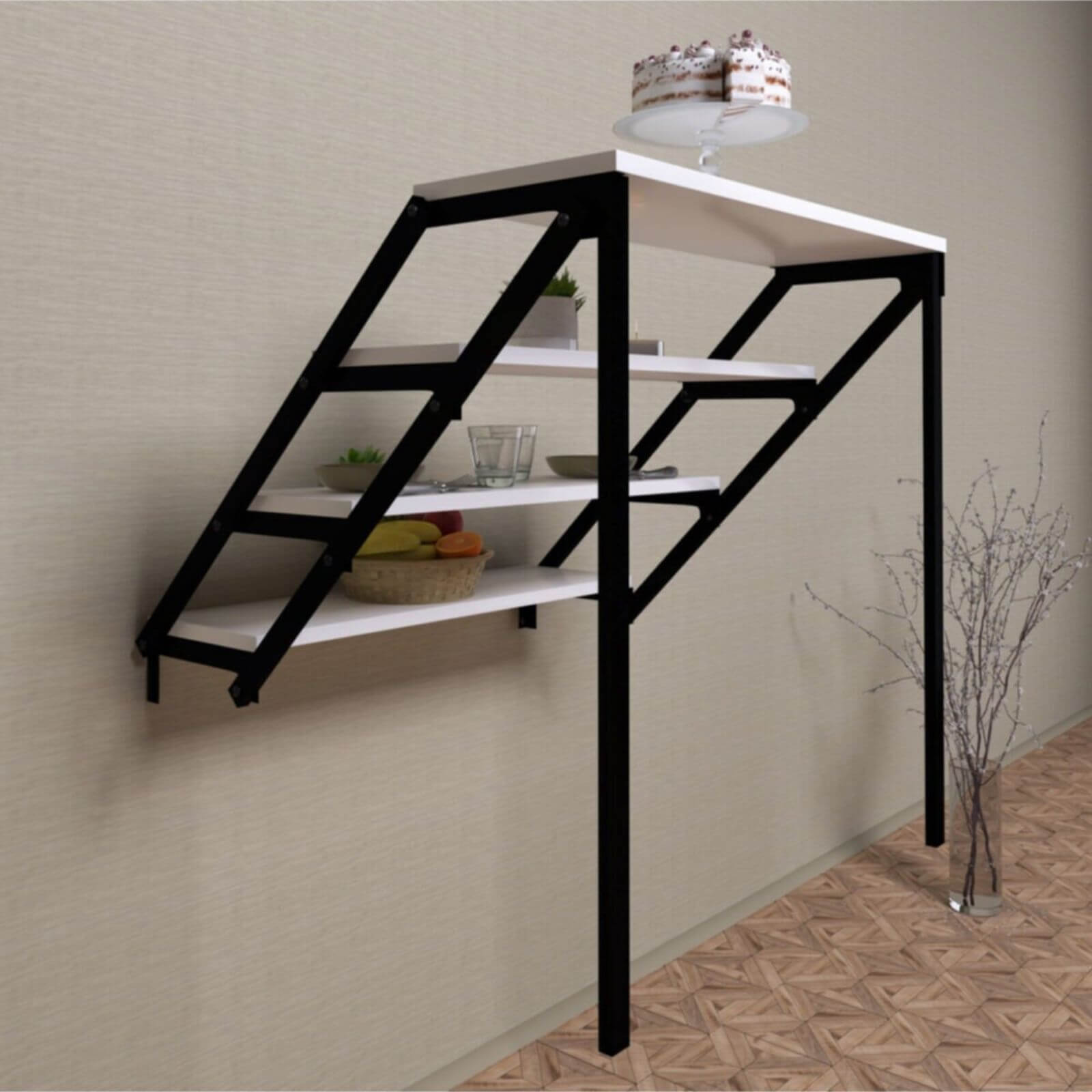 Murphy Folding Table Wall Mounted Dining Table Converts to 4-Tier Wall ...