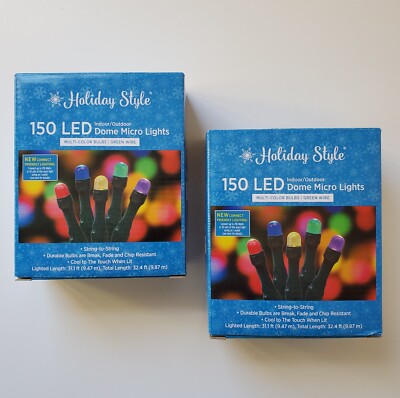 2 Sets 150 LED Dome Micro Lights Multicolor Indoor/Outdoor Green Wire ...