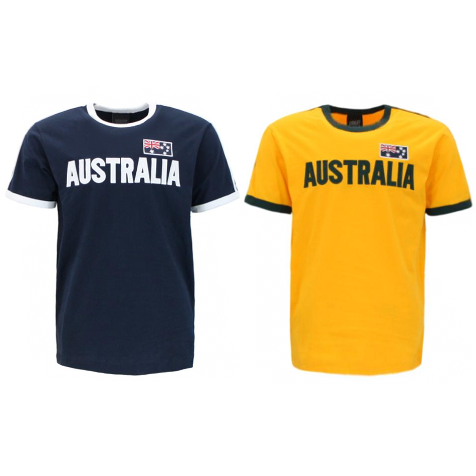 Adult Australia Day Souvenir T Shirt Cotton Embroidery Flag Navy Green ...