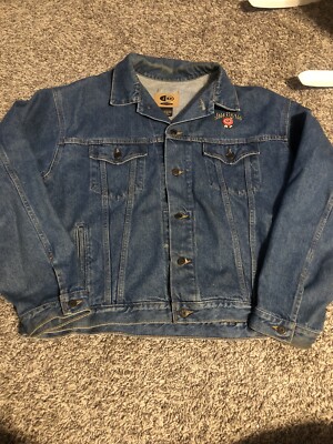 MENS USED VINTAGE JIM BEAM WHISKEY BUTTON UP BLUE DENIM JEAN JACKET ...