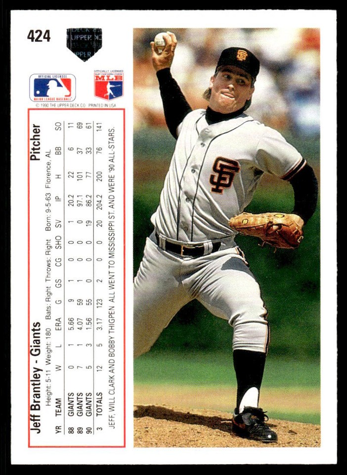 1991 Upper Deck 424 Jeff Brantley San Francisco Giants Baseball Card | eBay