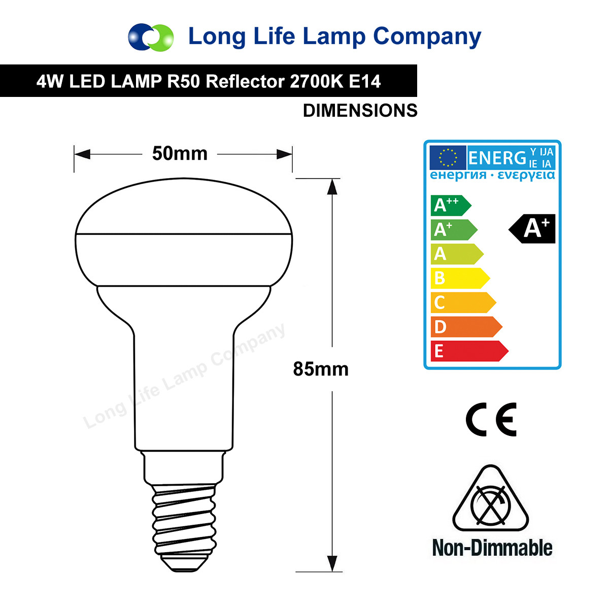 2 x 4W R50 LED E14 Ceramic Replacement for Reflector R50 Light Bulbs ...