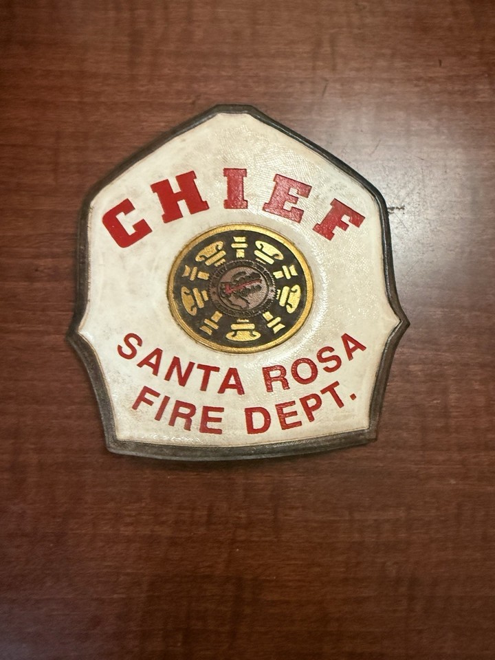 Vintage CHIEF Fireman’s Leather Shield Badge Santa Rosa Fire Dept ...