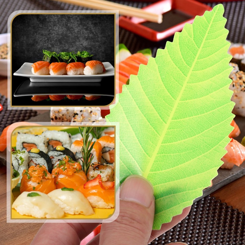 200 Pcs Resin Sushi Decorative Leaves Sashimi Decorative Grass Japanese ...