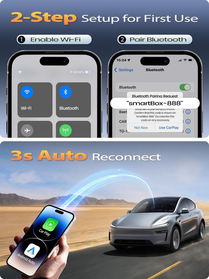 Mini Wireless CarPlay Adapter for iPhone & Android Auto (2026 Upgrade ...