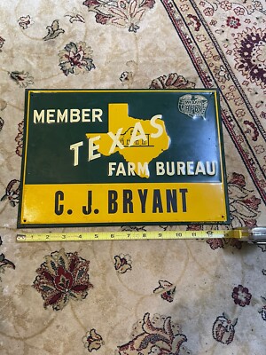 VINTAGE TEXAS FARM BUREAU SIGN MEW OLD STOCK | eBay