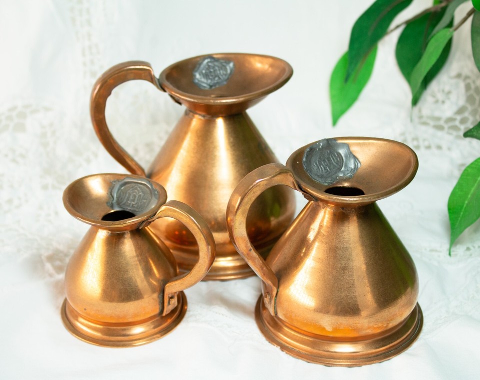 English Copper Measuring Cups Haystack Set Of Three 1800s | eBay