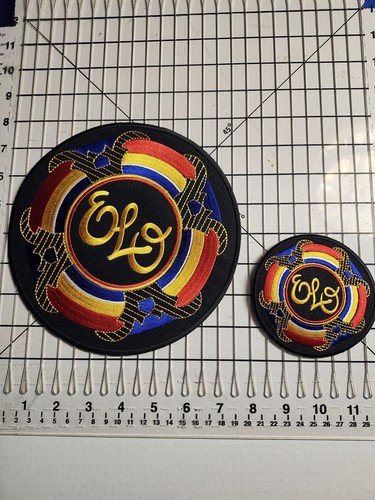 ELO / JEFF LYNNE EMBROIDERED PATCHES (2) / 1 LARGE 7.75 INCH & 1 SMALL ...