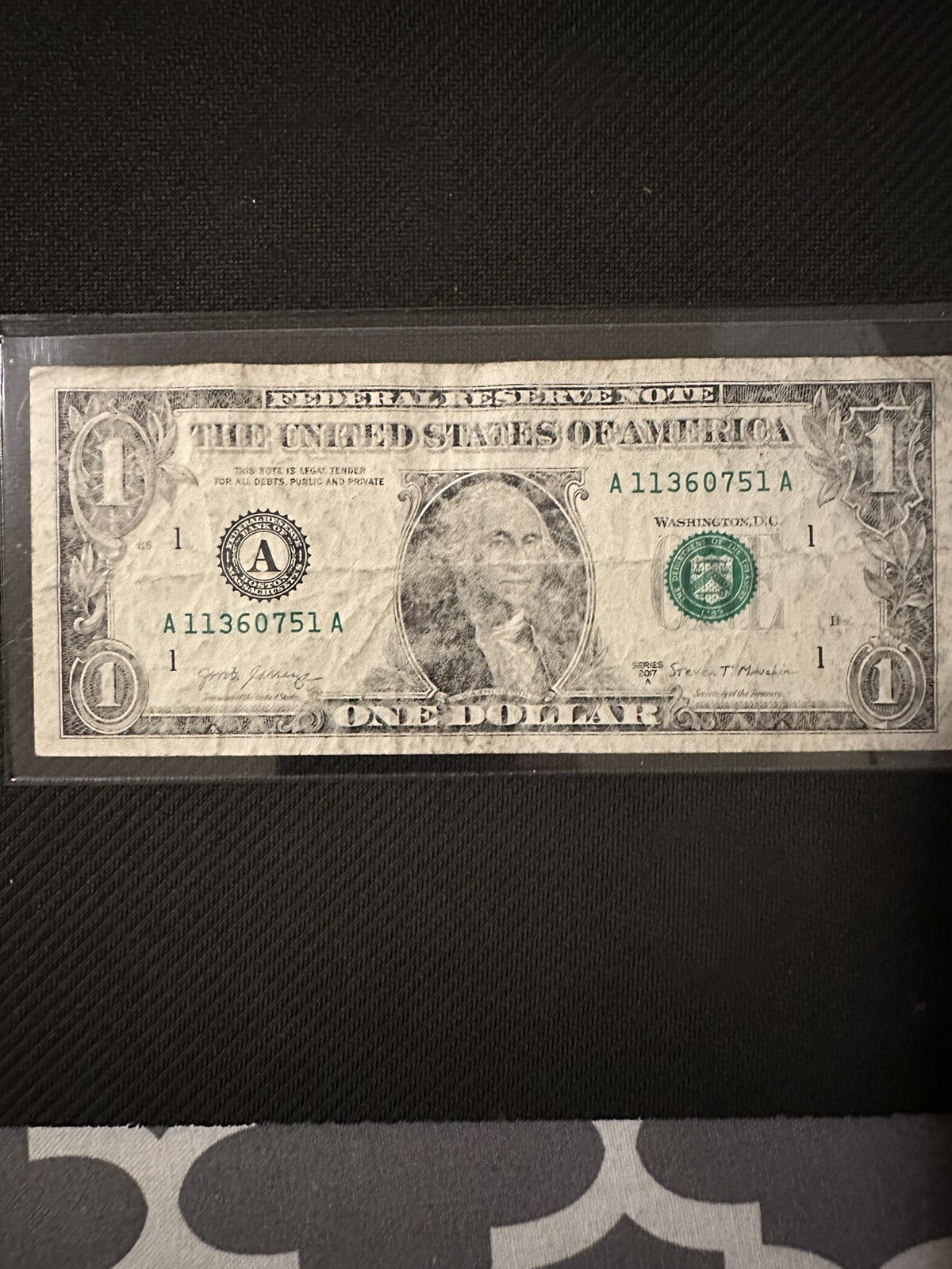$1.00 dollar bill error. Insufficient ink front. 2017A | eBay