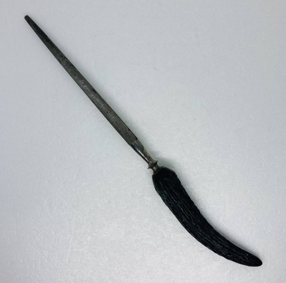 Vintage 1970s Black Stag Horn Handle Knife Sharpener Honer 14” Pointy ...