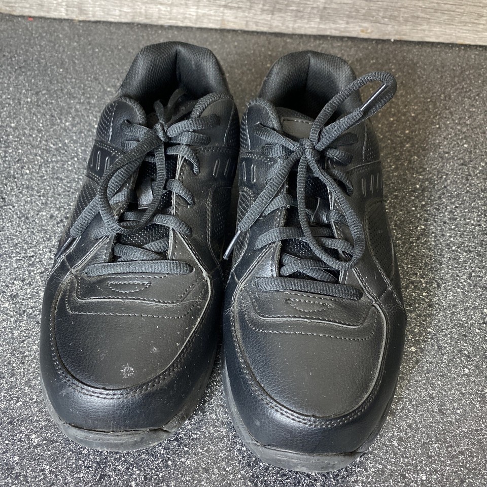 Safe T Step Black Leather Comfort Mesh Walking Work Shoes Sneaker Men ...