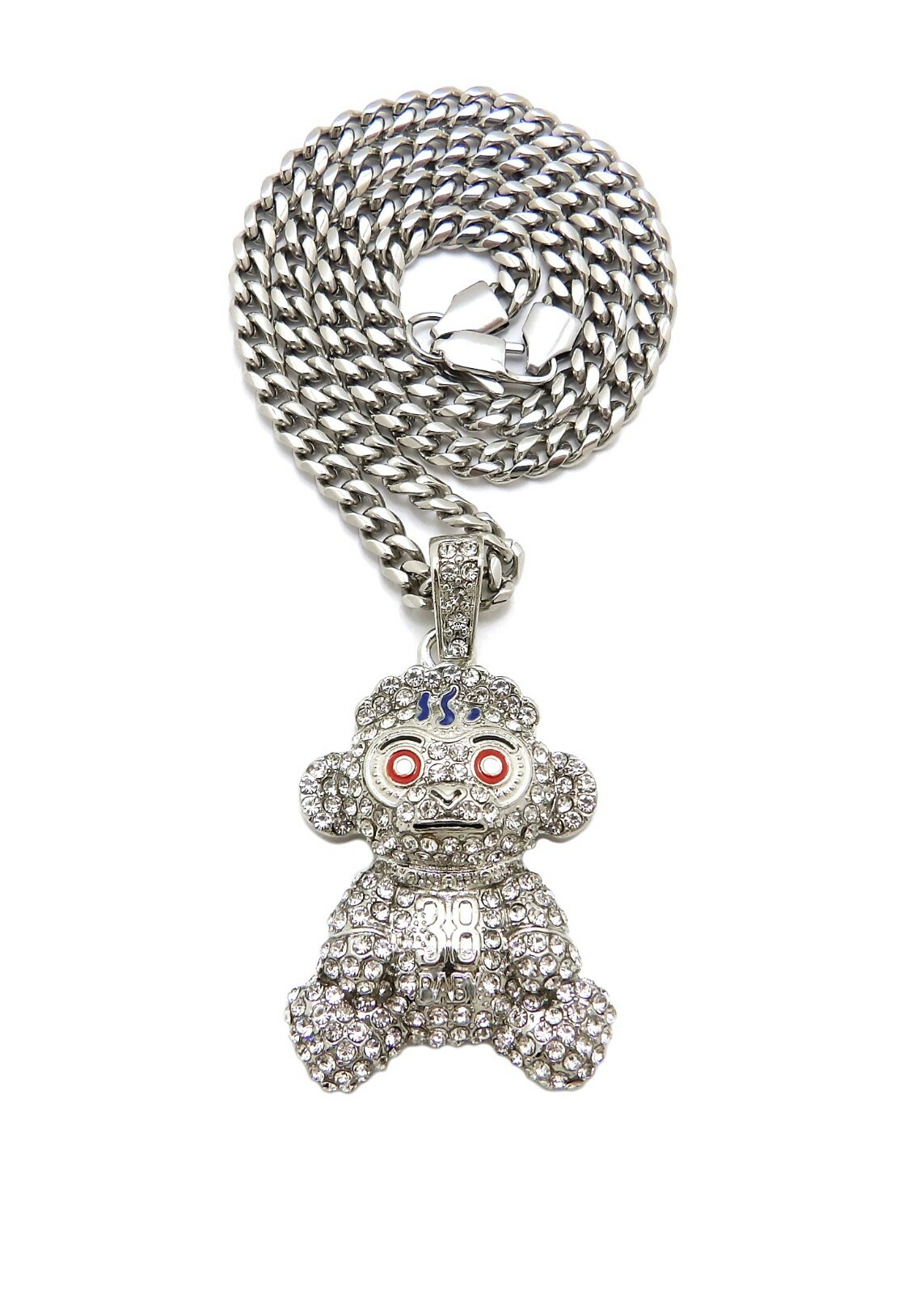 38 BABY Monkey Pendant & 18" ~ 30" Stainless Steel Cuban Chain Hip Hop ...