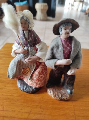 Lot de 2 santons Estampillés Florence Couple Ancien Homme Femme | eBay