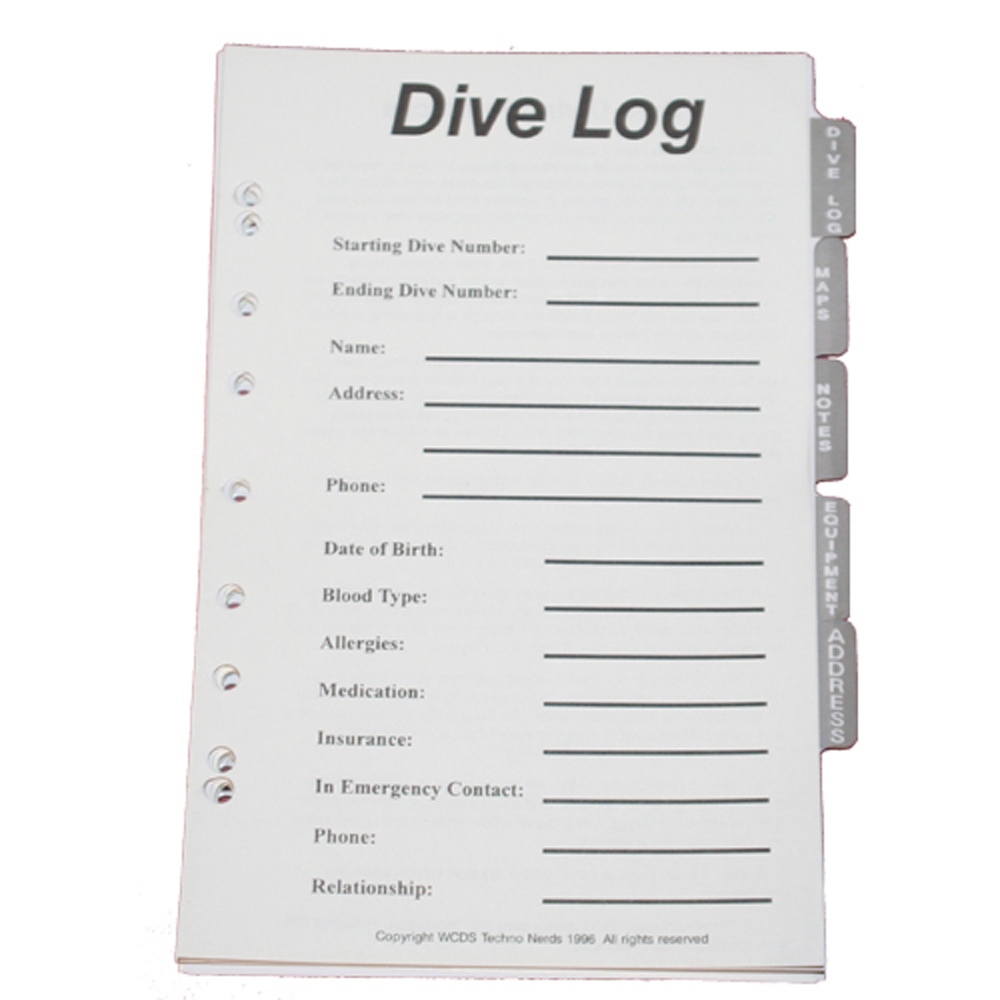 JCS Dive Log Organizer Pages for 3-Ring Binder Dive Log | eBay