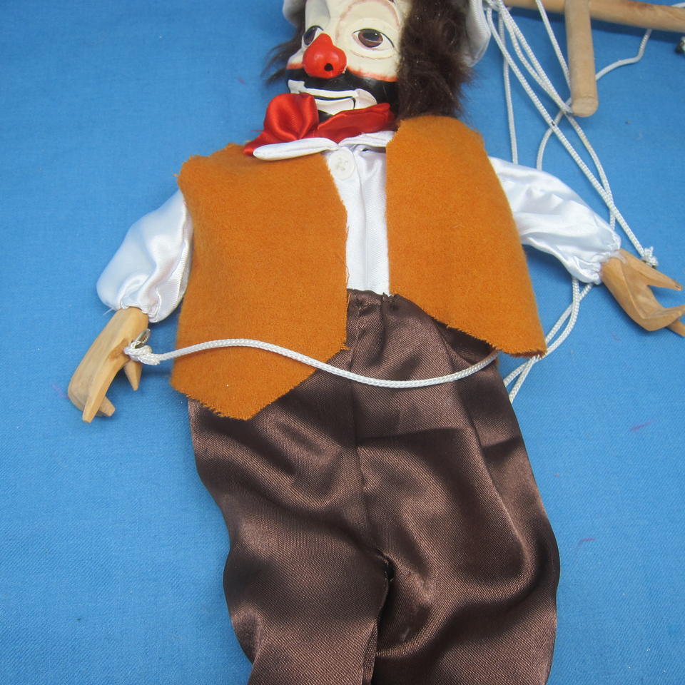 Carved Wood Marionette EMMETT KELLY Weary Willlie Puppet Hobo Clown | eBay
