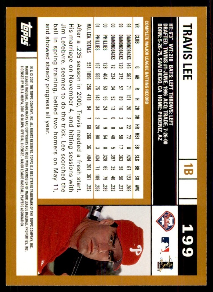 2002 Topps Baseball Card Travis Lee A Baseball Cards #199 | eBay
