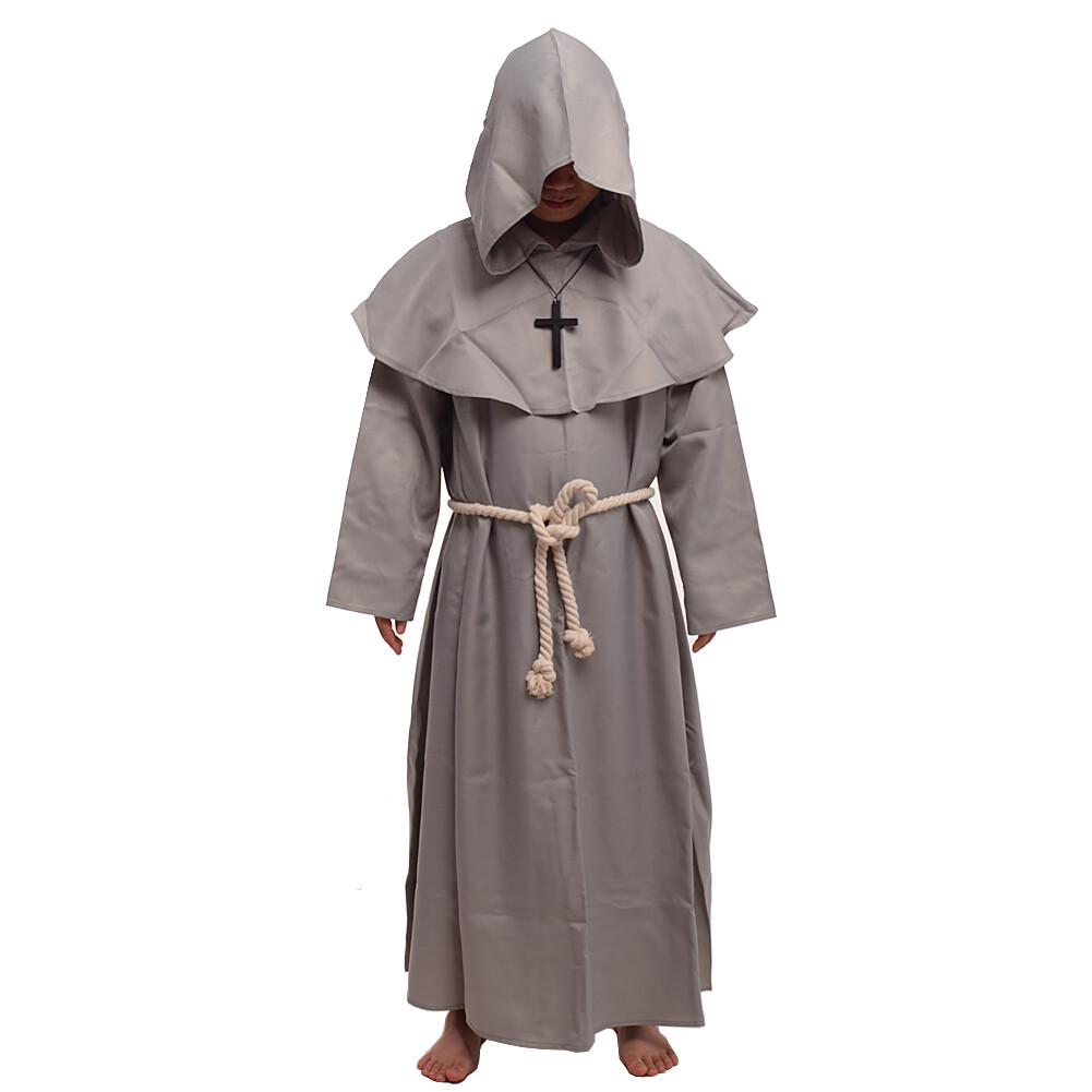 Friar Medieval Cowl Hooded Monk Renaissance Priest Robe Costume Cosplay ...