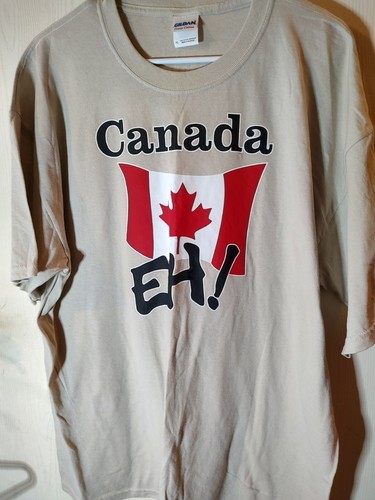 Vintage Canada Eh Graphic Tan T-Shirt XL Crew Neck Single Stitch Canada ...
