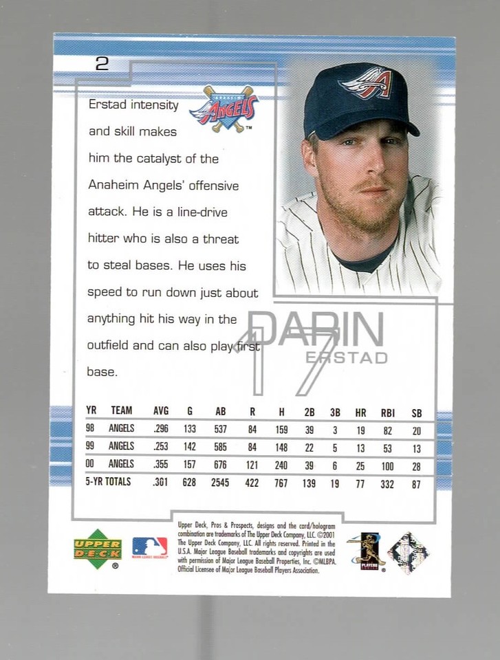 2001 Upper Deck Pros & Prospects #2 Darin Erstad NM/Mint | eBay