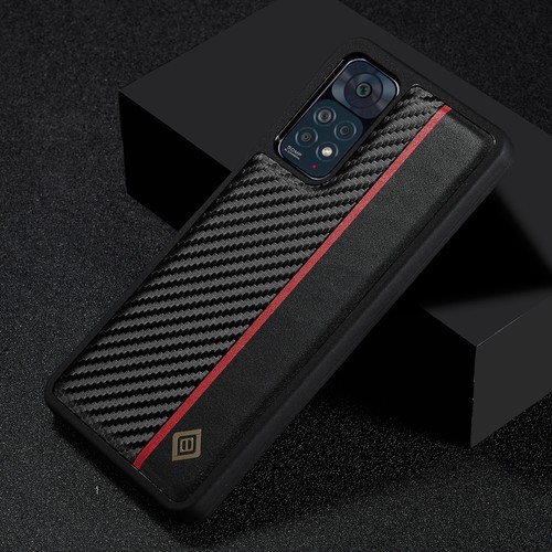 For Xiaomi Redmi Note 12S, Luxury Business Carbon Fiber Leather Back ...