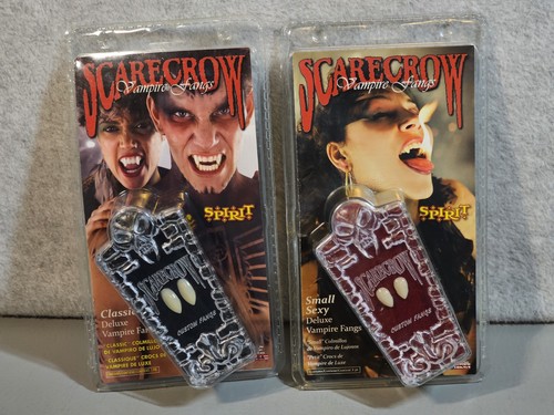 Lot of 2 Scarecrow Small Sexy & Classic Vampire Fangs Halloween Spirit ...
