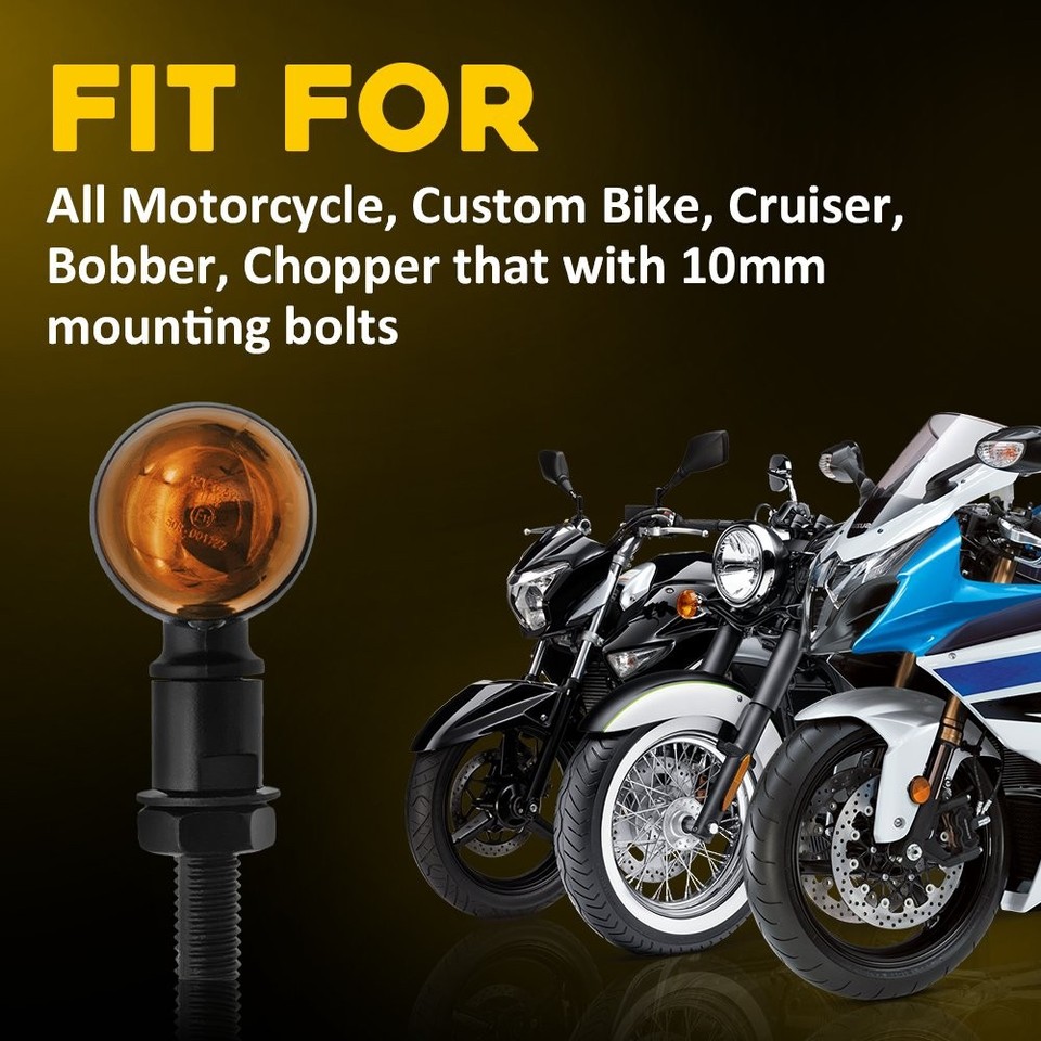 4PC Amber Motorcycle Bullet Blinker Running LED Turn Signals Tail Rear ...