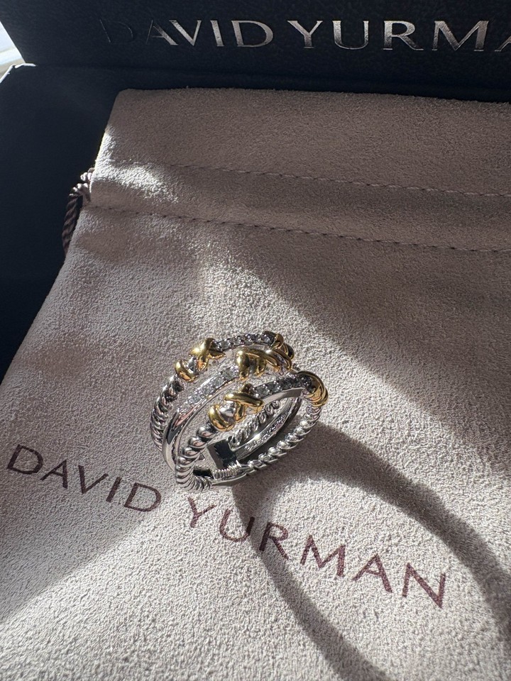 David Yurman Petite Helena Wrap Three Row Ring 925 with 18K Gold ...