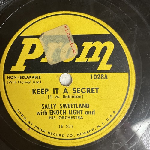 10" 78 RPM-Sally Sweetland-Keep It a Secret/Artie Malvin-I/Prom 1028 | eBay