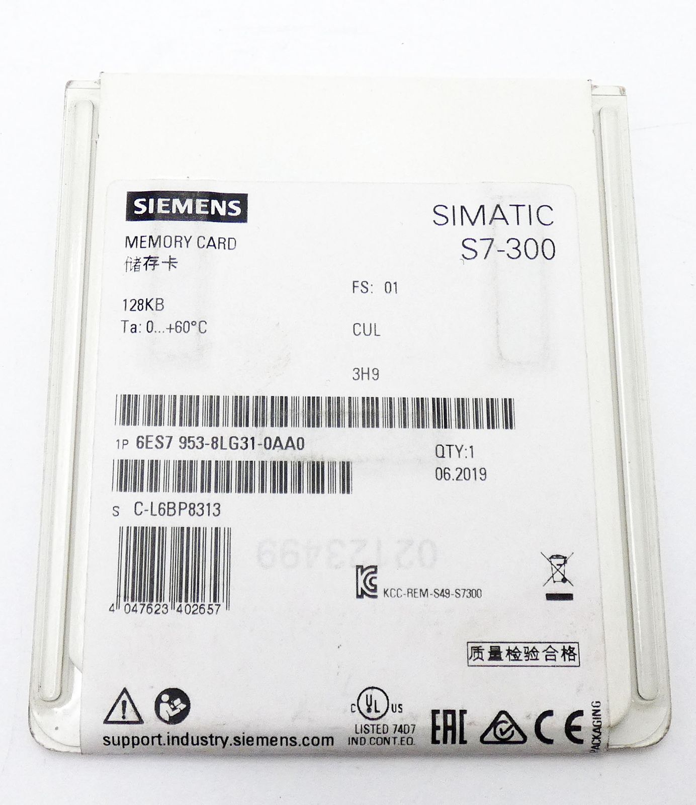 Siemens Simatic S7-300 6ES7 953-8LG31-0AA0 E:01 Micro Memory Card ...