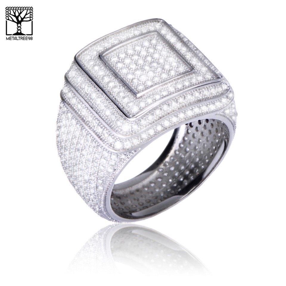 Luxury 14K Gold Plated CZ Pinky Ring Mens Iced Bling Hip Hop Rapper ...