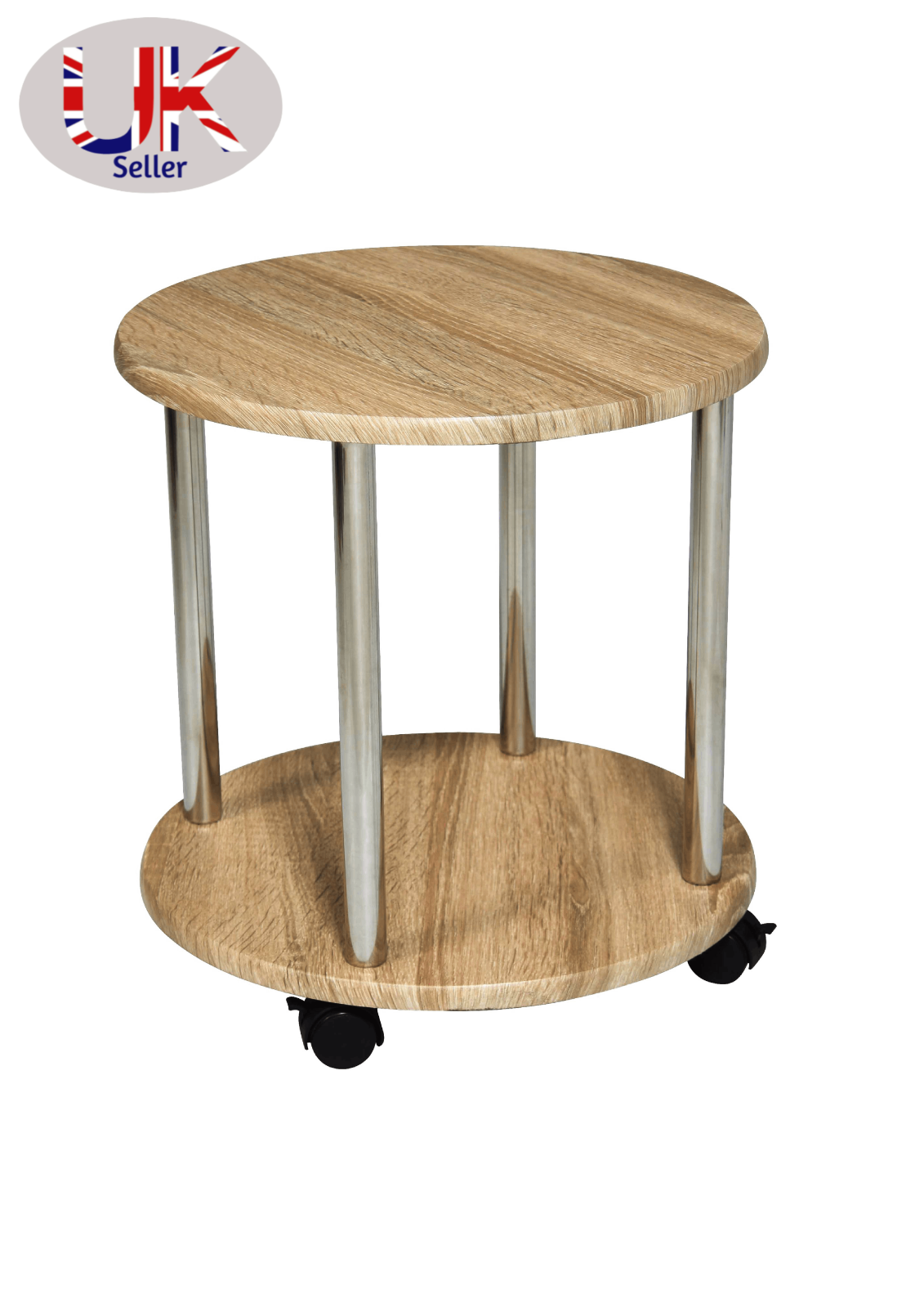 Small Oak Sofa Side Table Coffee End Round 2 Tier Shelf Unit Living ...