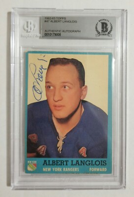 1962-63 TOPPS #47 ALBERT AL LANGLOIS NEW YORK RANGERS SIGNED AUTO ...