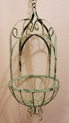 Rustic Hanging PLANTER Basket Antique Victorian Style Garden Plant ...