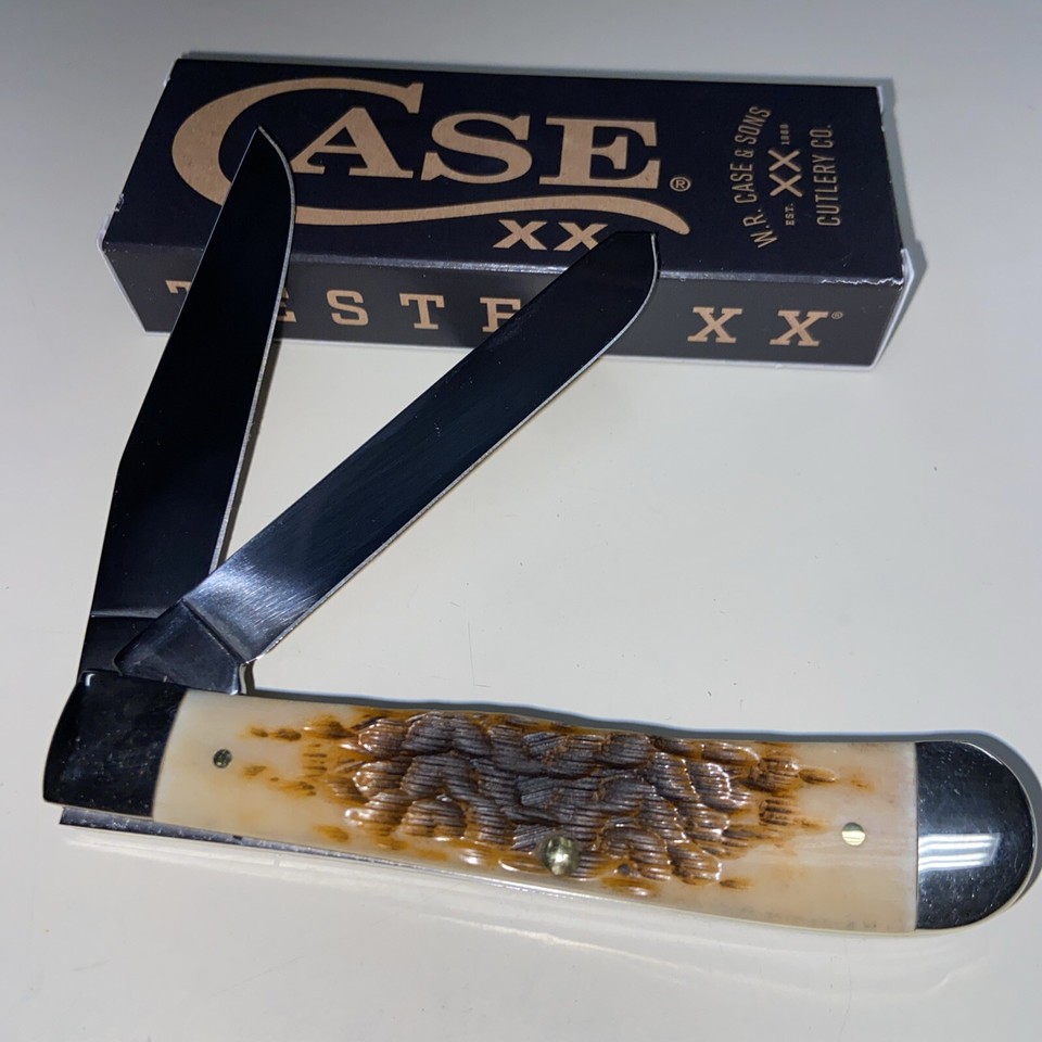 CASE XX #00164 AMBER BONE PEACH SEED JIG TRAPPER SS | eBay