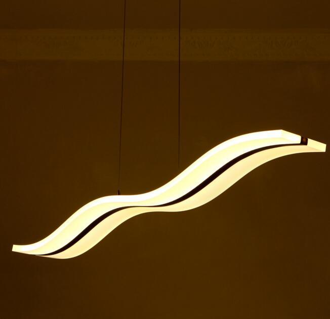 38W Modern Acrylic LED Wave Chandelier S shape Pendant Light Ceiling ...