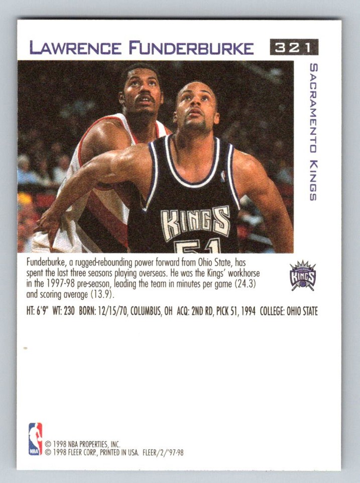 1997 Fleer #321 Lawrence Funderburke NM | eBay
