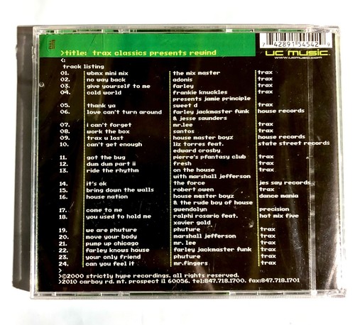 WBMX Chicago House Street Mix CD Rick Garcia TRAX Classics Rewind 1984 ...