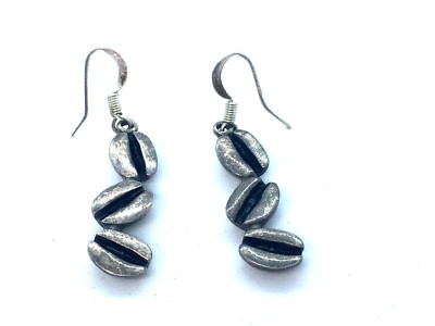 Vintage Sterling Silver Coffee Bean Beans 925 Dangle Earrings | eBay