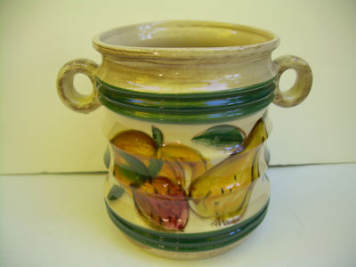 VTG RUMTOPF RUMPOT # 824-30 POTTERY/CROCK~WEST GERMANY~FRUIT MOTIF~9 X7 ...