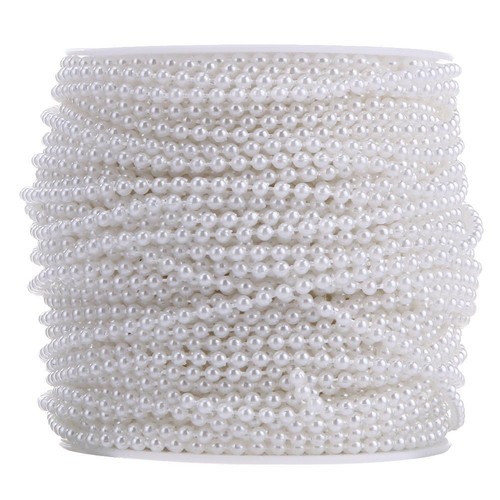 10m 3mm Pearl Beads cotton Line Chain Garland Wedding Party (White ...