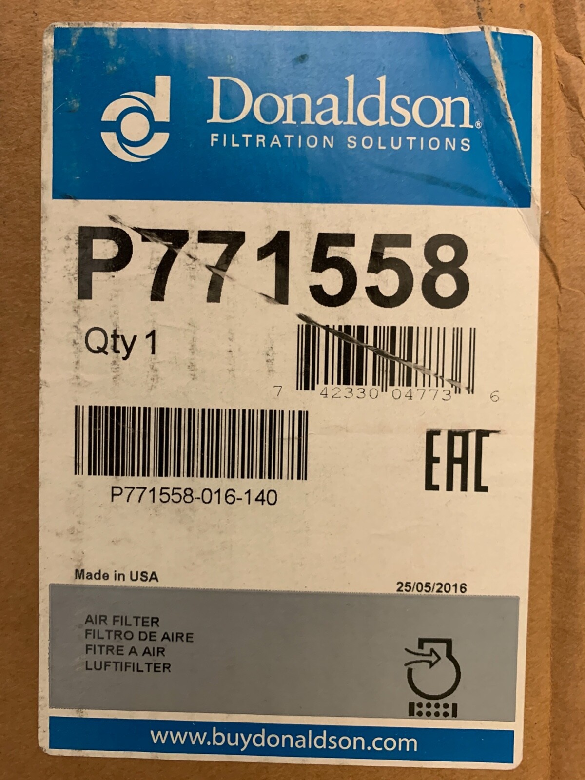 DONALDSON P771558 - Air filter cross reference
