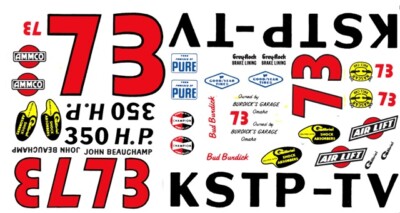 #73 John Beauchamp Ford Thunderbird Decals 1/24th Scale Nascar ...