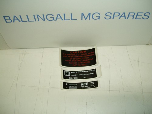 LMG1010 MG MGB SMITHS DECALS X 3 CAUTION ROTATION & INDUSTRIAL DECAL ...