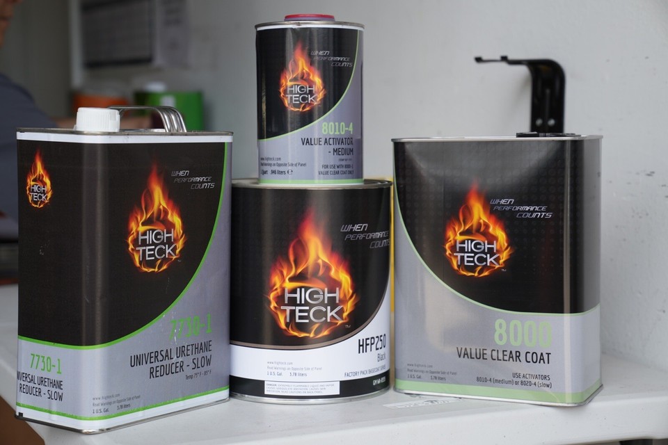 High Teck Ebony Black Basecoat Paint Reducer Clearcoat Gallon Kit GM ...