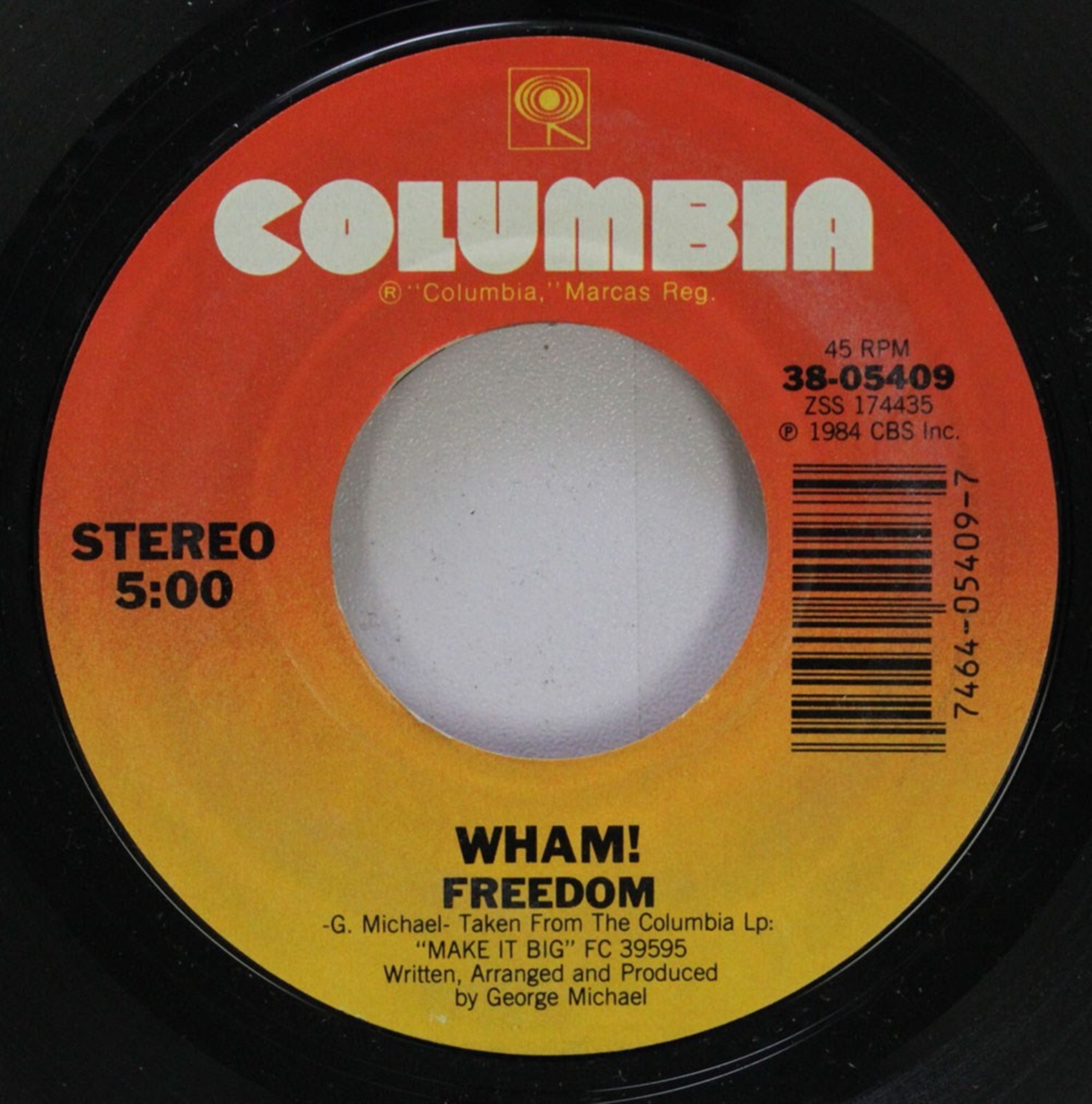 Pop 45 Wham - Freedom / Heartbeat On Columbia | eBay