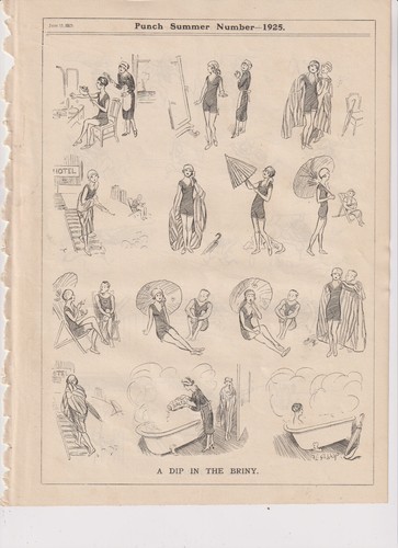 1925 Punch Cartoon A Dip in the Briny Bath | eBay UK