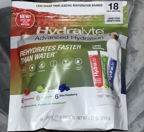 Hydralyte Advanced Hydration 18 Packets Watermelon Limeade Blue ...